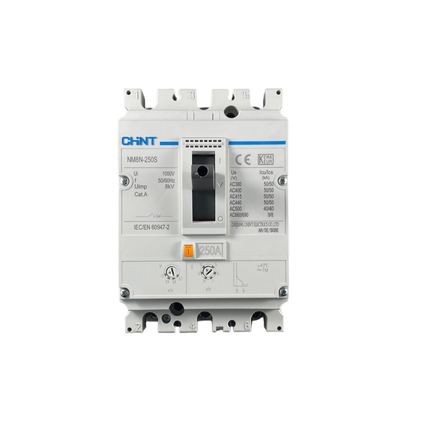 CHINT NM8N-250 MCCB 250A (175A-250A) 3 POLE 50kA THERMAL MAGNETIC PD